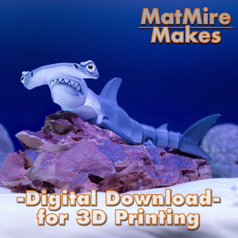 Hammerhead Shark Digital .STL File for 3d Printing, Articulated Fidget ...