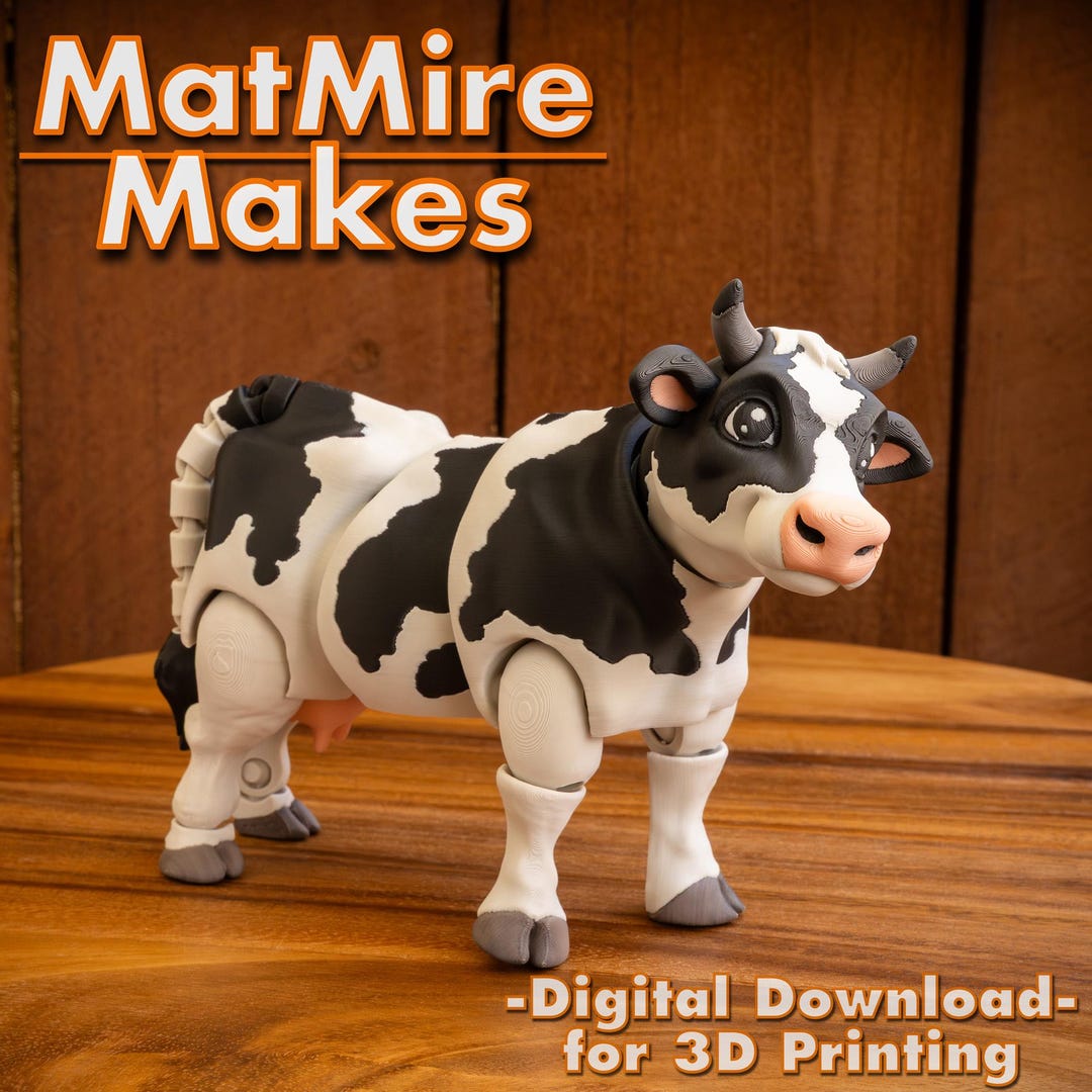 Dairy Cow Digital .STL File for 3d Printing, Articulated Fidget Figure ...