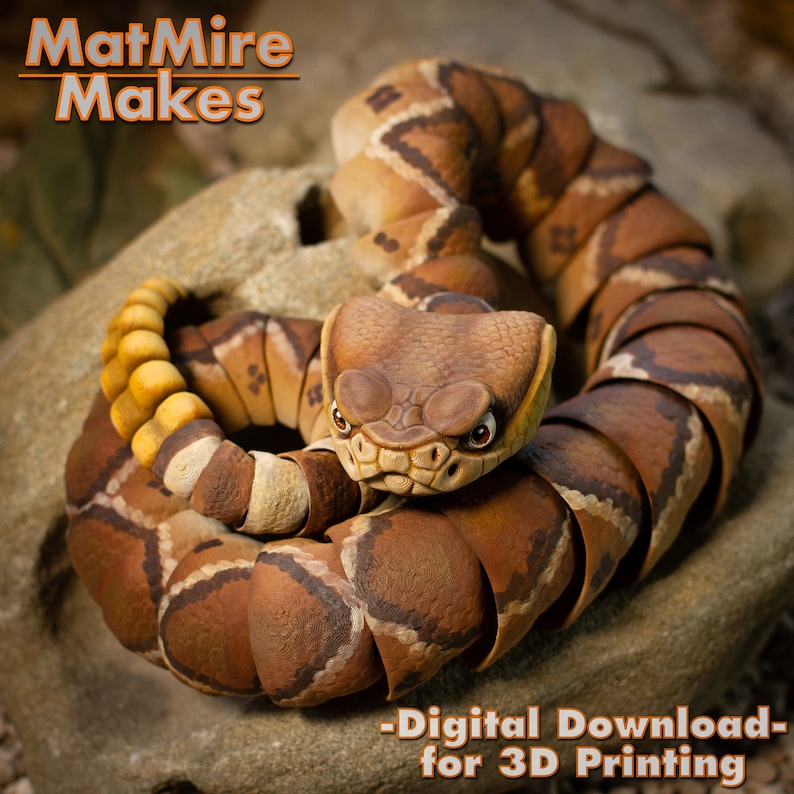 Rattlesnake Digital .STL File for 3dprinting Articulated - Etsy