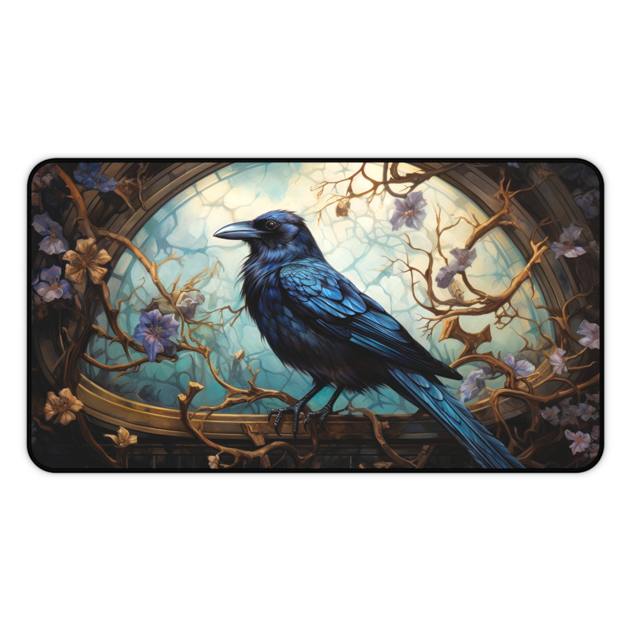 Raven Desk Mat Green Art Nouveau Mouse Pad Art Deco - Etsy