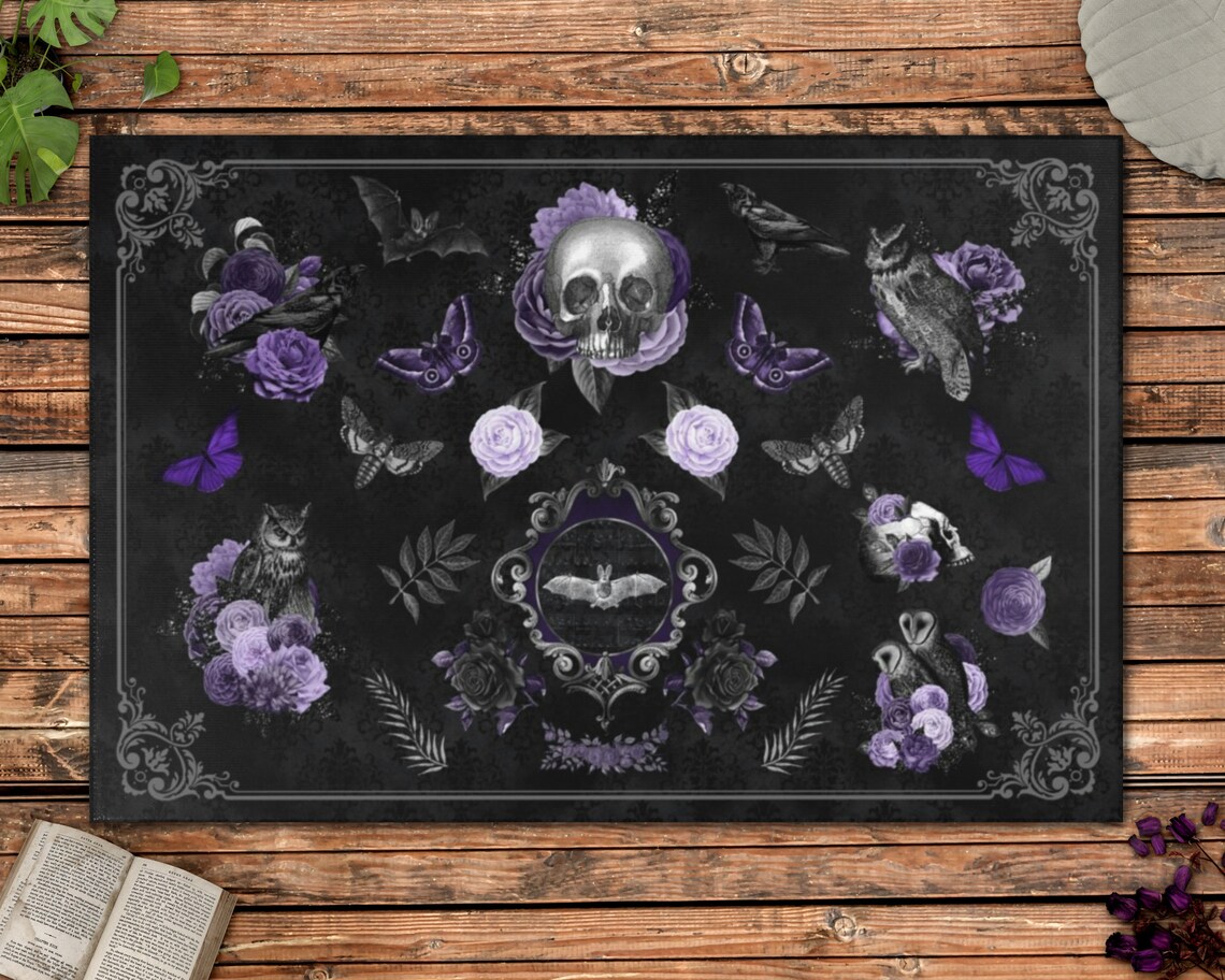 Witch Rug Gothic Rug Dark Academia Decor Dark Rugs Black - Etsy