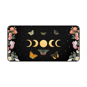 Moon Phase Desk Mat, Cottagecore Mousepad, Cute Mouse Pad, Boho Office ...