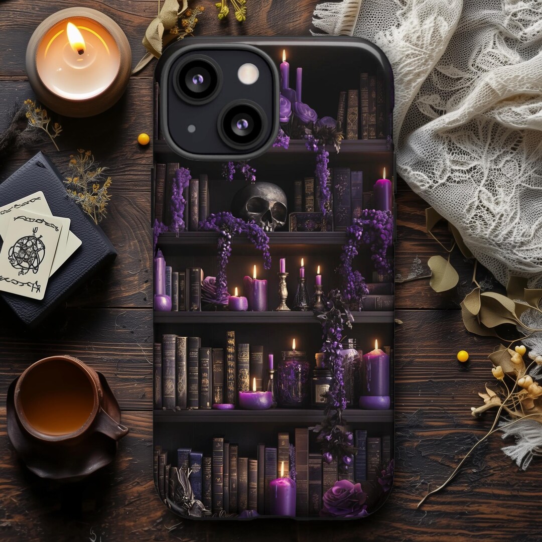 Goth Bookcase Phone Case - Dark Academia - iPhone 16 15 14 13 12 11 X 8 ...