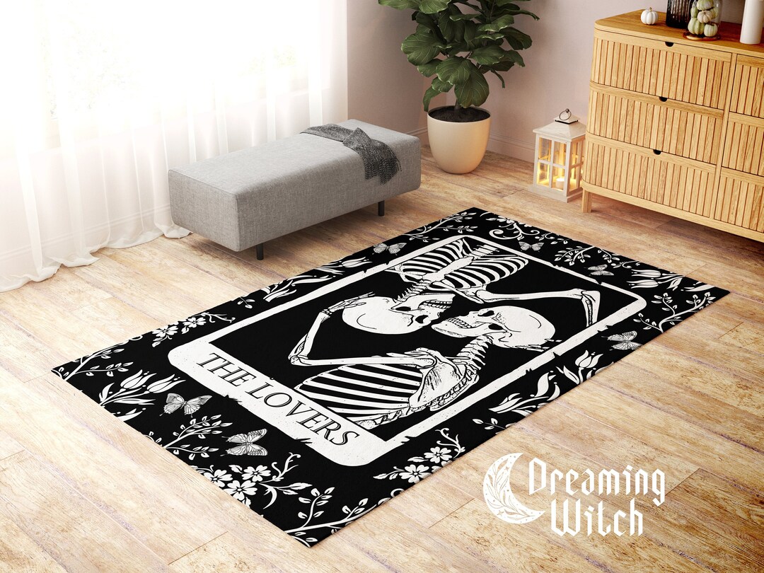 Tarot Card Rug the Lovers Decor Skeleton Rug Witchy Room - Etsy