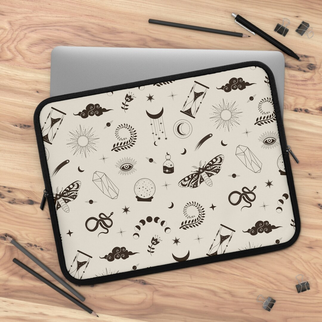 Cute Mystic Celestial Laptop Sleeve, Boho Modern Hippie Nature Tablet ...