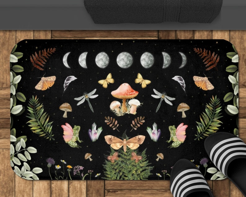 Mushroom Bath Rug Wiccan Witch Decor Aesthetic Goth - Etsy