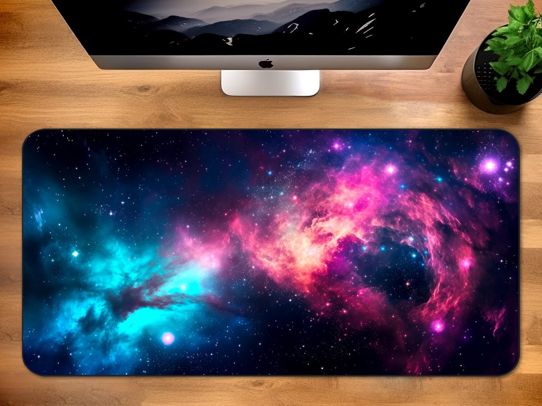 Deep Space Galaxy Desk Mat, Cute Aesthetic Colorful Starry Sci Fi ...