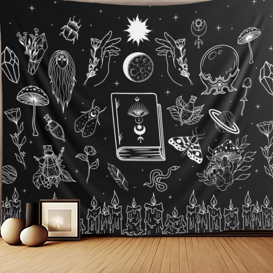 Dark Academia Tapestry, Cottagecore Room Decor, Night Tapestry, Witchy ...