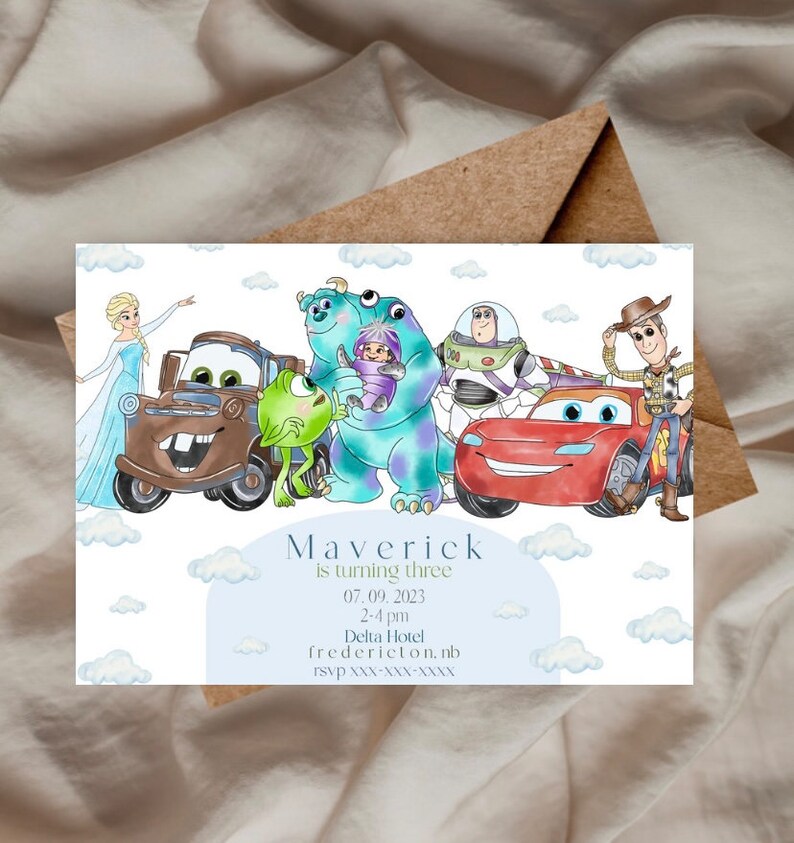 Disney Birthday Invitation, Disney Theme Invite, Monsters Inc, Toy ...