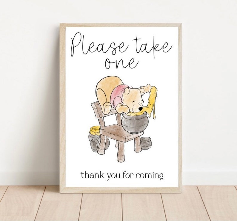 Winnie the Pooh Favor Sign, Honey Bear, Editable Favor Sign, Digital ...