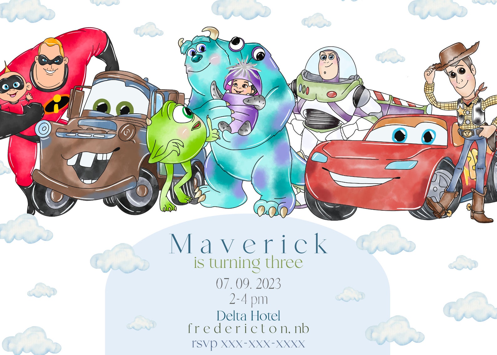 Disney Birthday Invitation, Disney Theme Invite, Monsters Inc, Toy ...