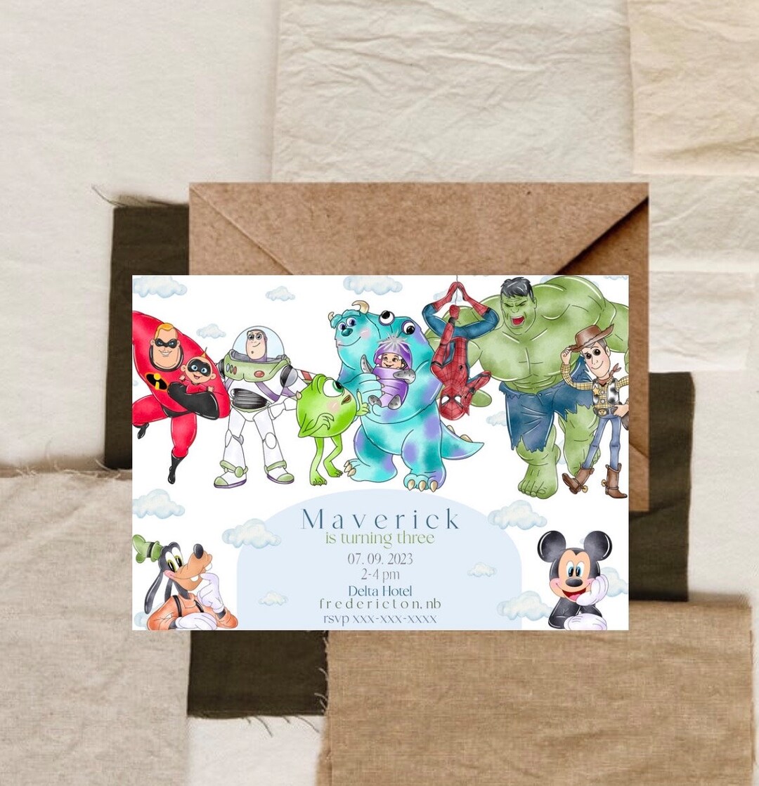 Disney Birthday Invitation, Disney Theme Invite, Monsters Inc, Toy ...