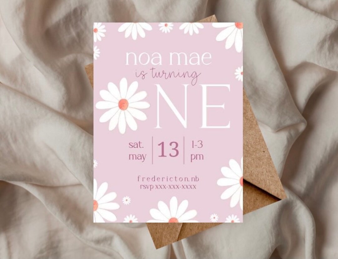Daisy Birthday Invitation, Daisy Flower Birthday Theme, Daisy First ...