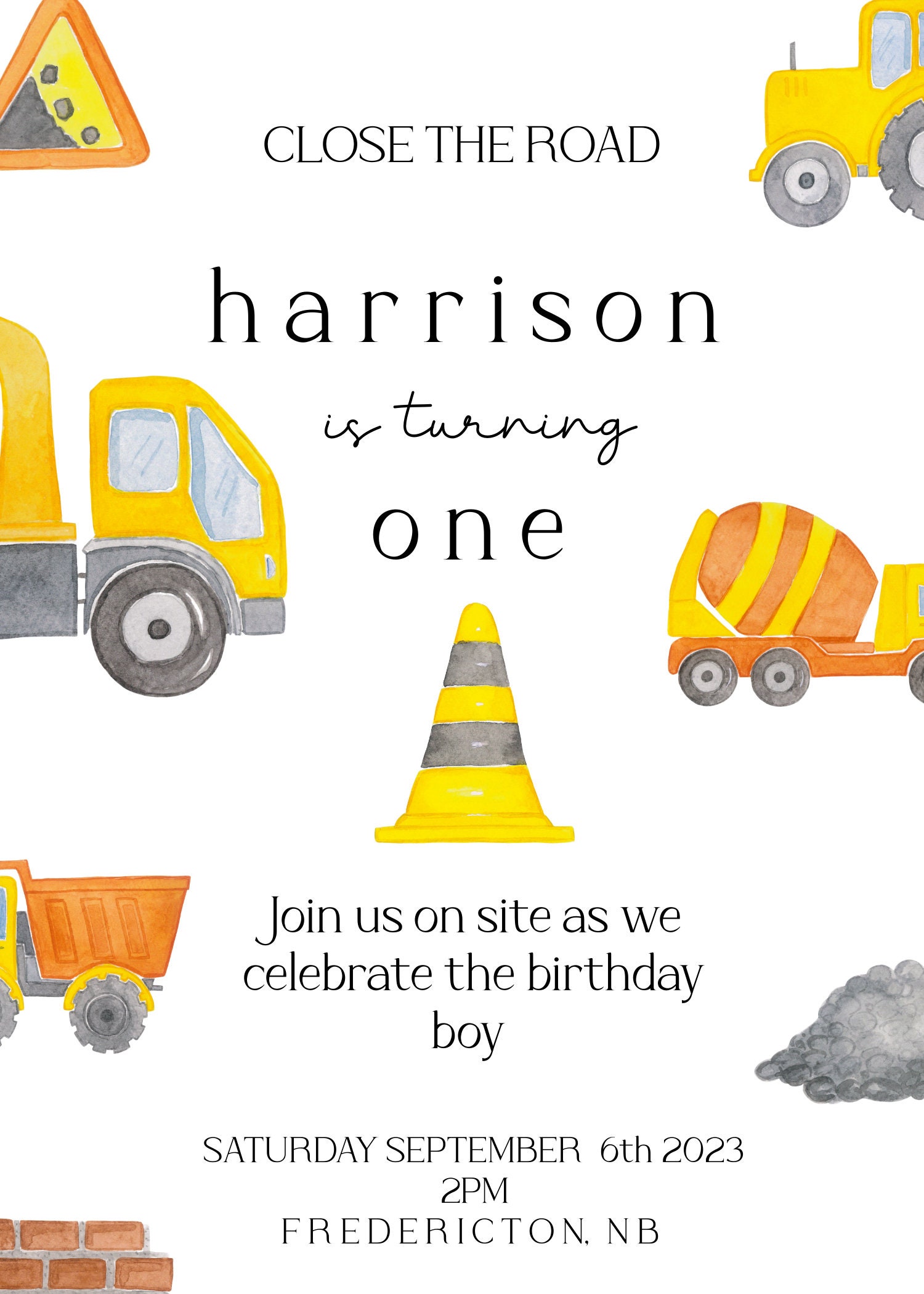 Construction Birthday Party, Construction Theme Editable Birthday ...