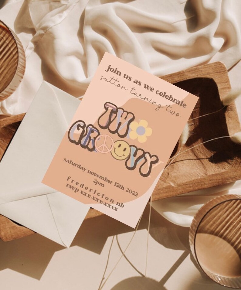 Two Groovy Birthday Invitation Groovy Birthday Theme Retro - Etsy