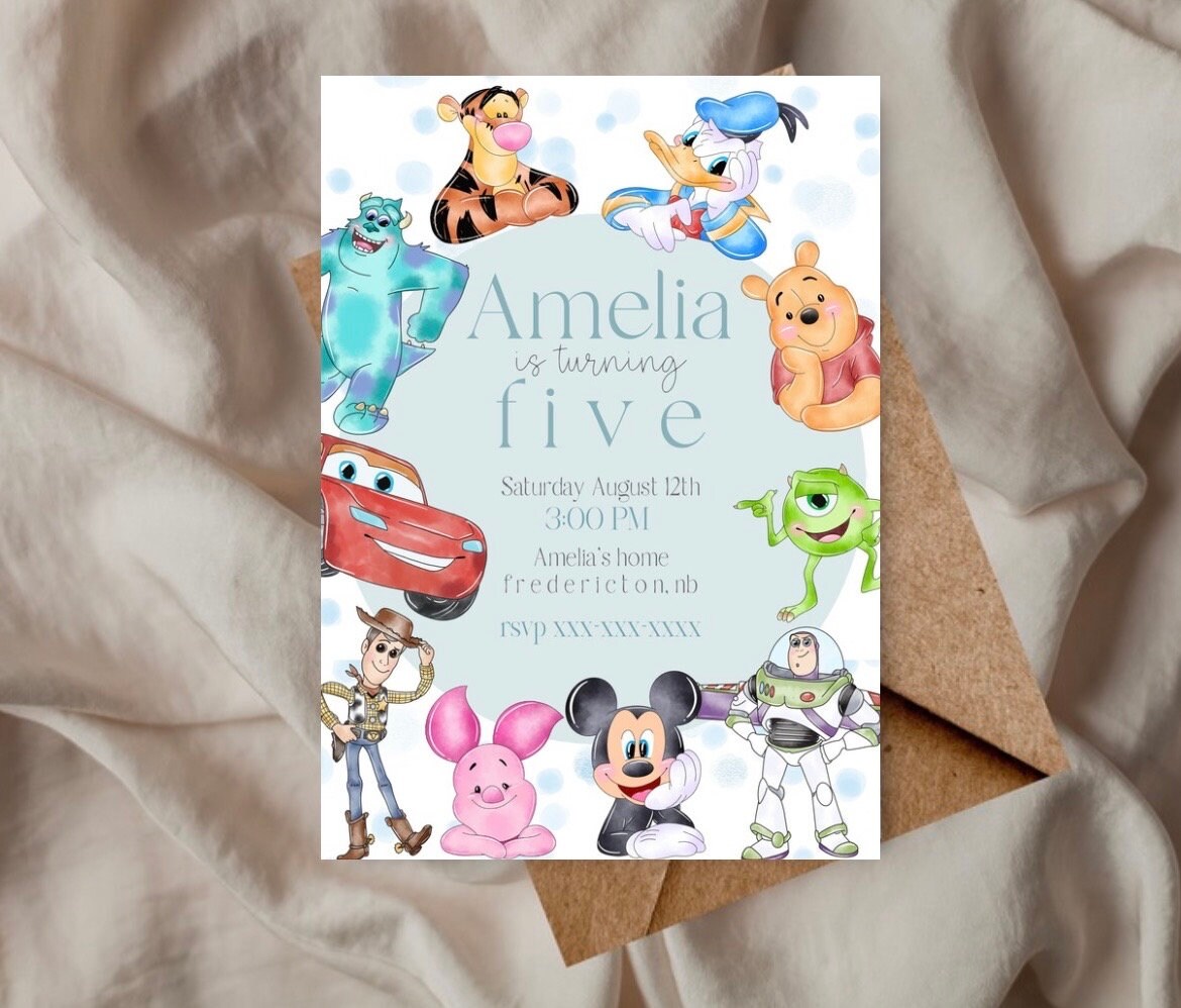 Disney Birthday Invitation, Disney Theme Invite, Monsters Inc, Toy ...