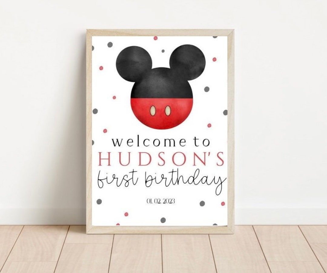 Mickey Mouse Party Theme Welcome Sign, Disney Theme Birthday Welcome ...