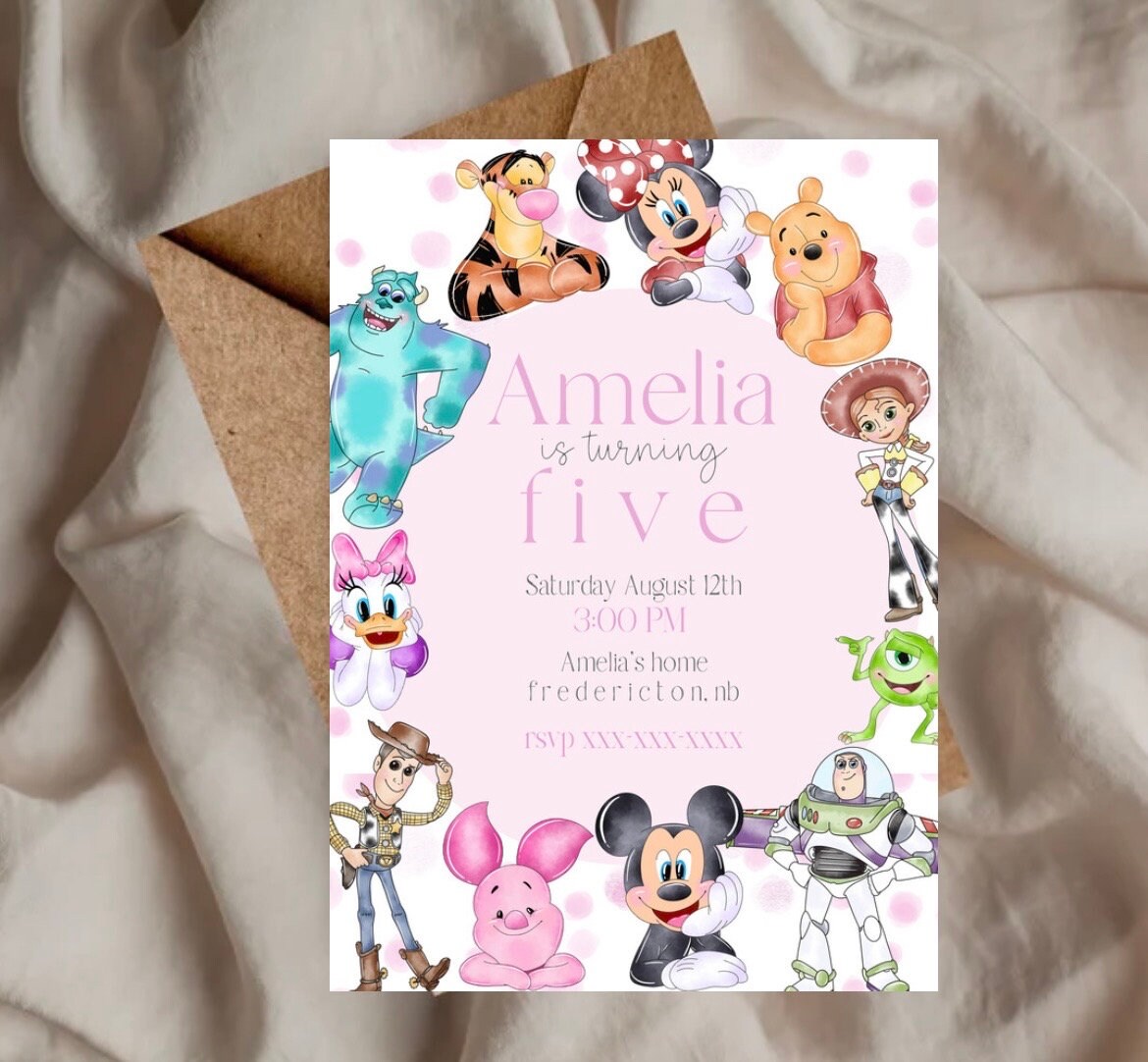 Disney Birthday Invitation, Disney Theme Invite, Monsters Inc, Toy ...