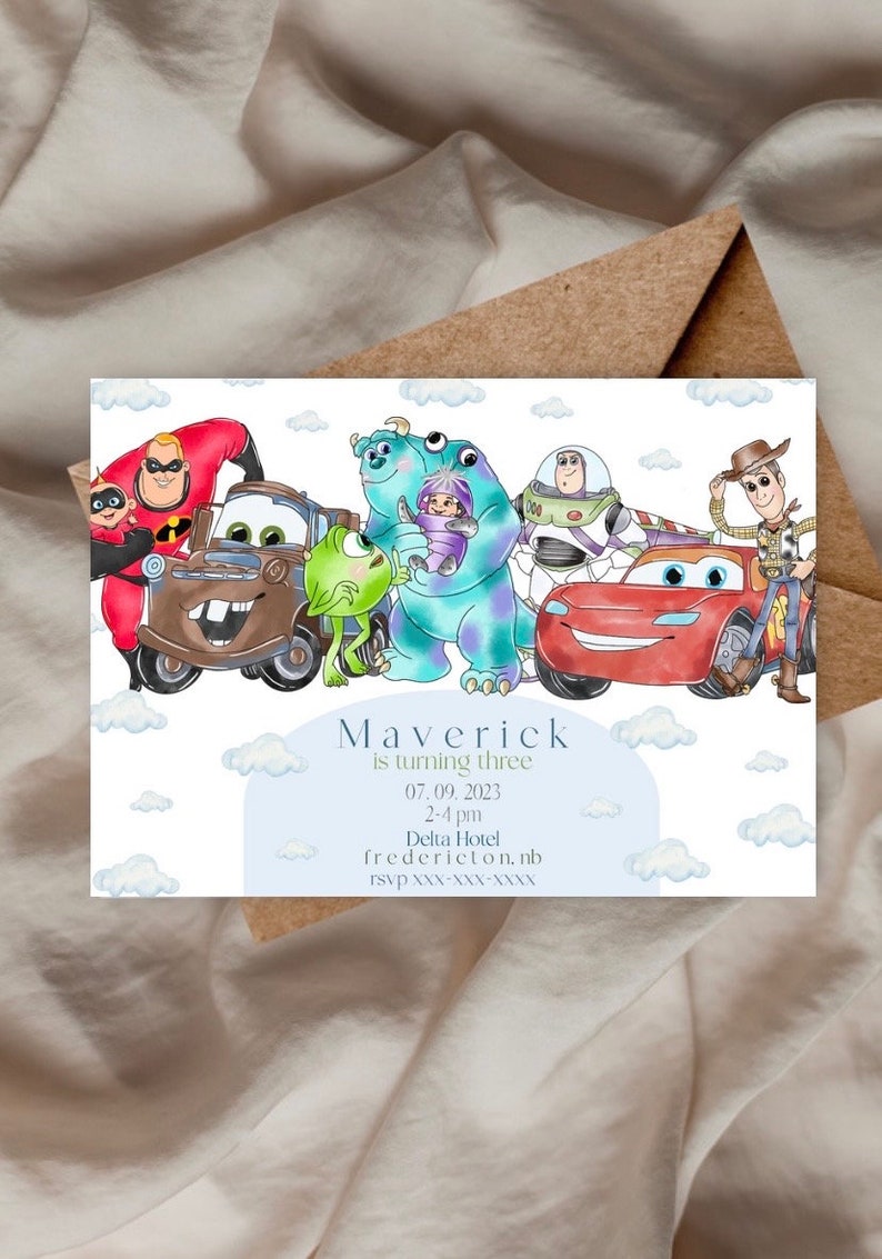 Disney Birthday Invitation, Disney Theme Invite, Monsters Inc, Toy ...