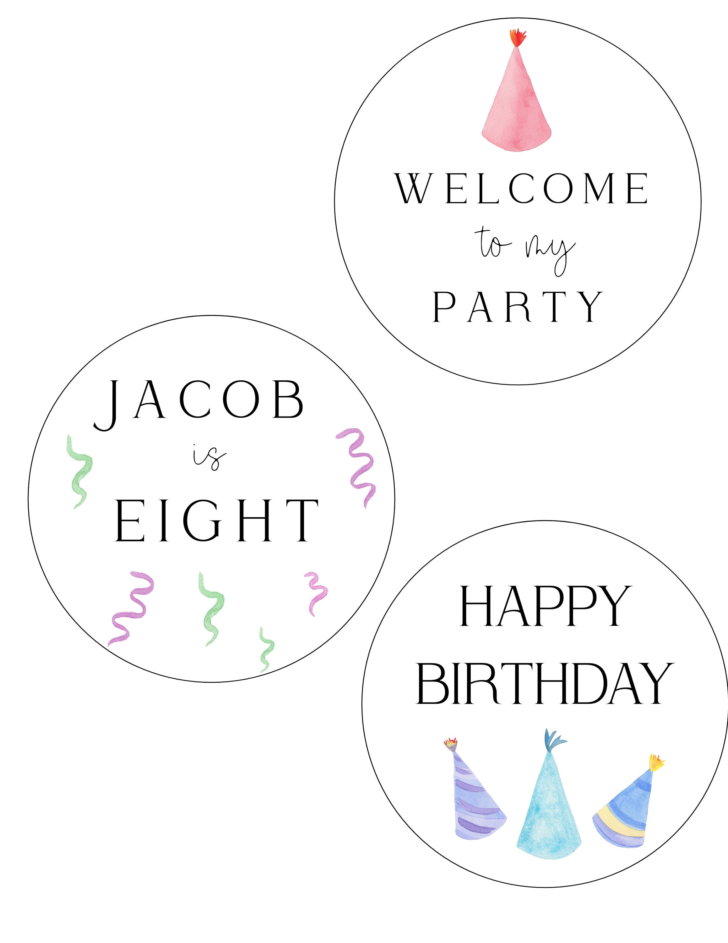 Party Hat Cupcake Toppers, Printable Party Hat Birthday Decor, Adult ...