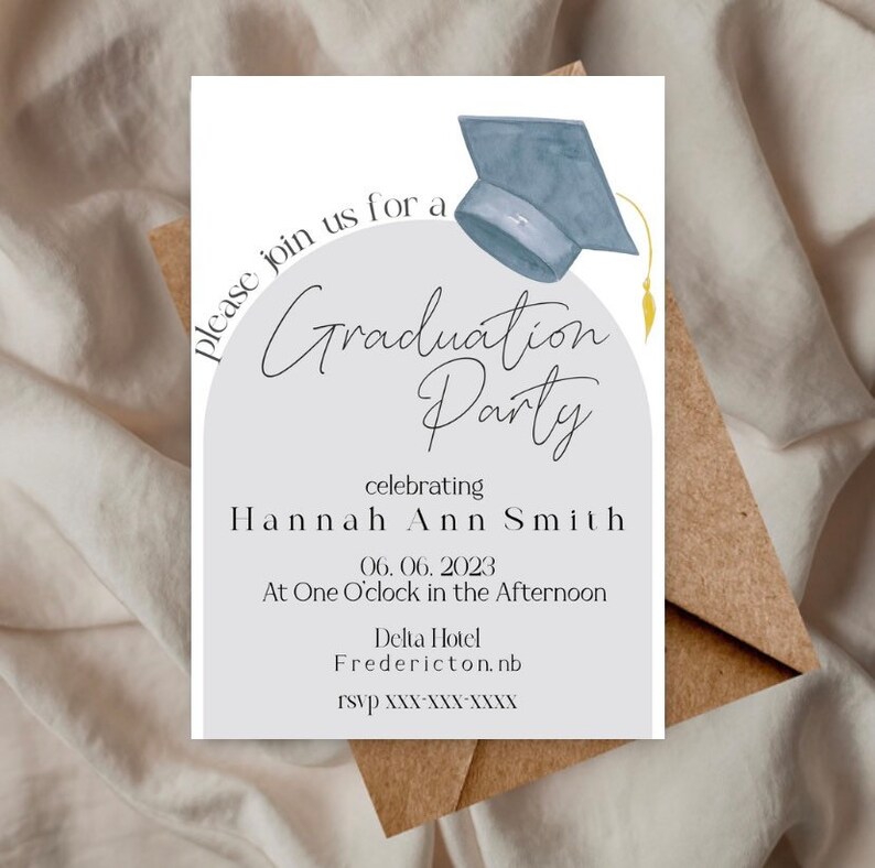 Minimal Arch Graduation Invitation, High School Graduation Invitation ...