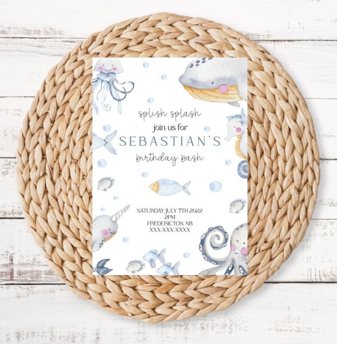 Under the Sea Birthday Invitation, Ocean Friends Birthday, Sea Animals ...