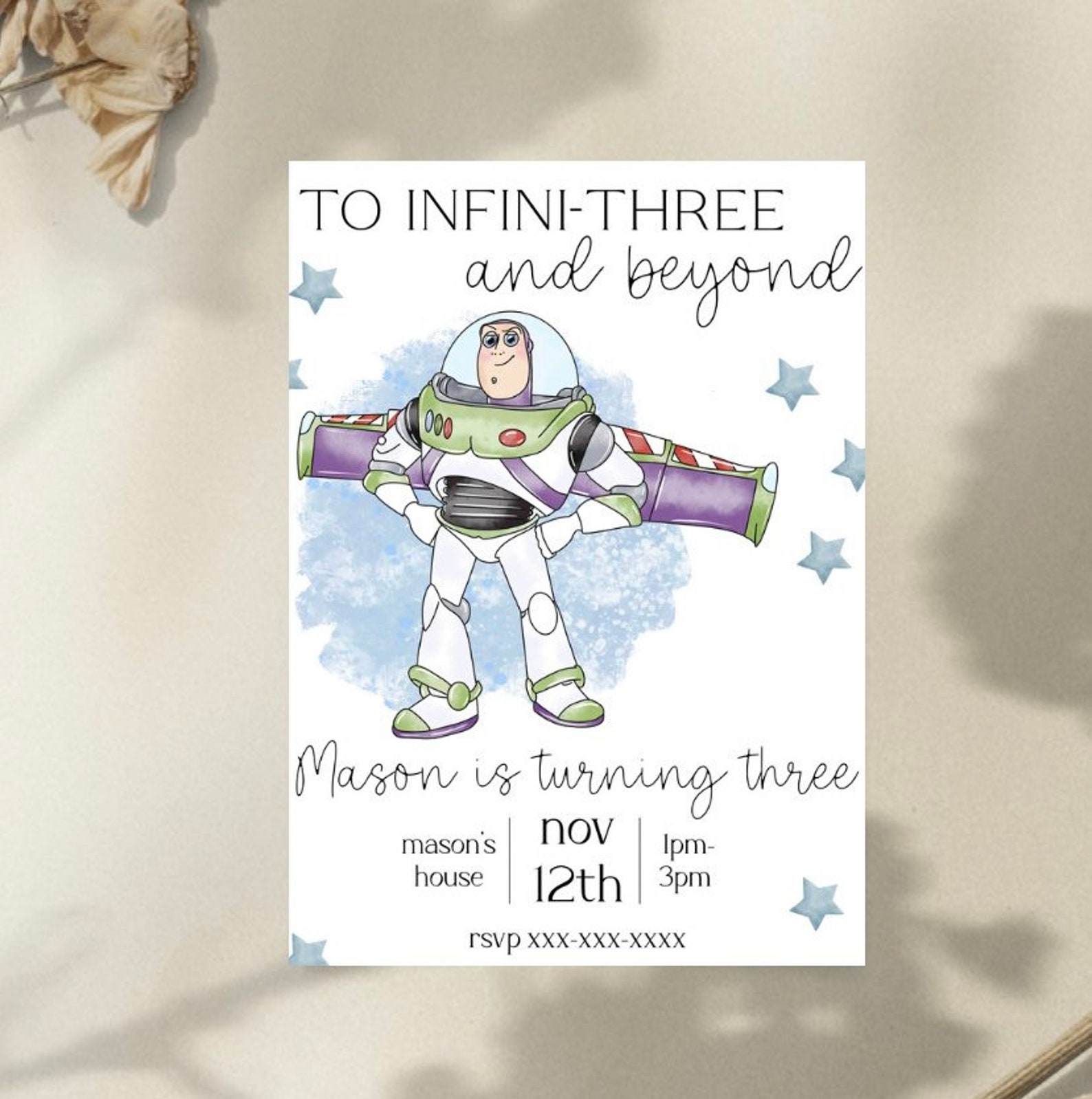 Buzz Lightyear Birthday Invitation, Toy Story Birthday Invite, to ...