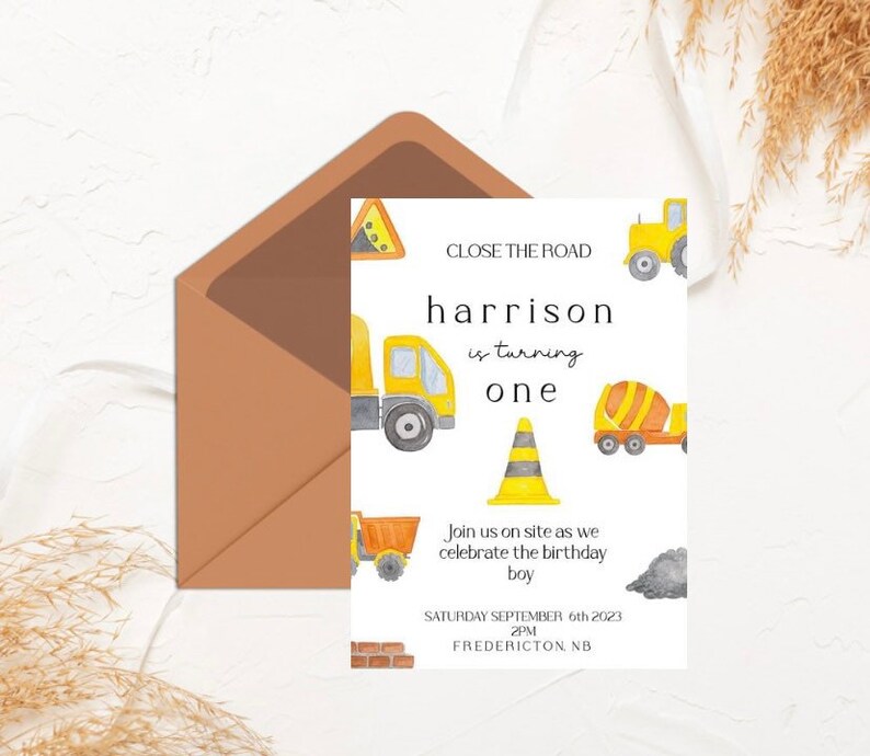 Construction Birthday Party, Construction Theme Editable Birthday ...