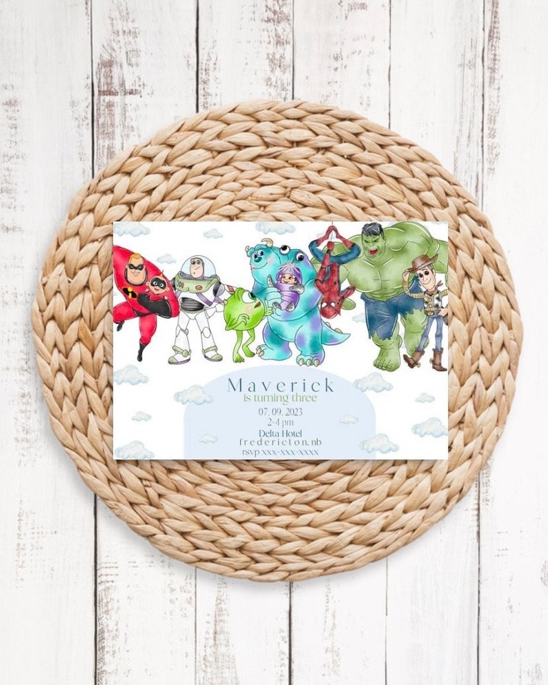 Disney Birthday Invitation, Disney Theme Invite, Monsters Inc, Toy ...