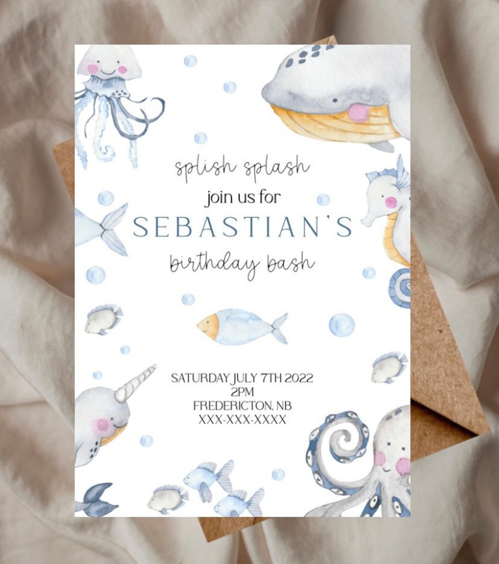 Under the Sea Birthday Invitation, Ocean Friends Birthday, Sea Animals ...