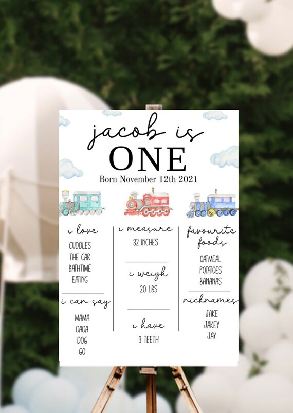 Train Theme Milestone About Me Chart Birthday Party - Etsy
