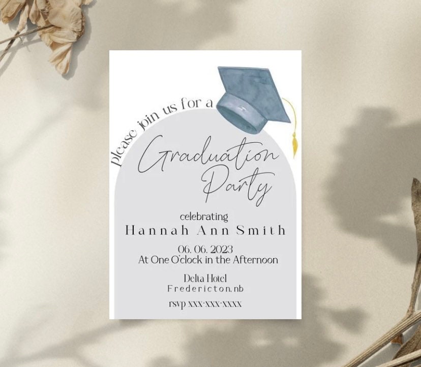 Minimal Arch Graduation Invitation, High School Graduation Invitation ...