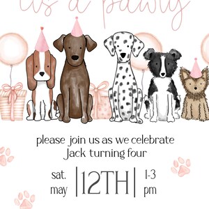 Dog Birthday Party Theme, Birthday Pawty Invitation, Come Sit Play ...