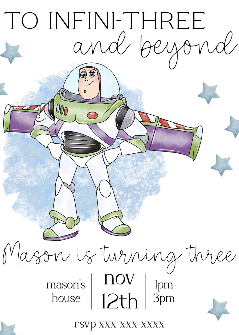 Buzz Lightyear Birthday Invitation, Toy Story Birthday Invite, to ...