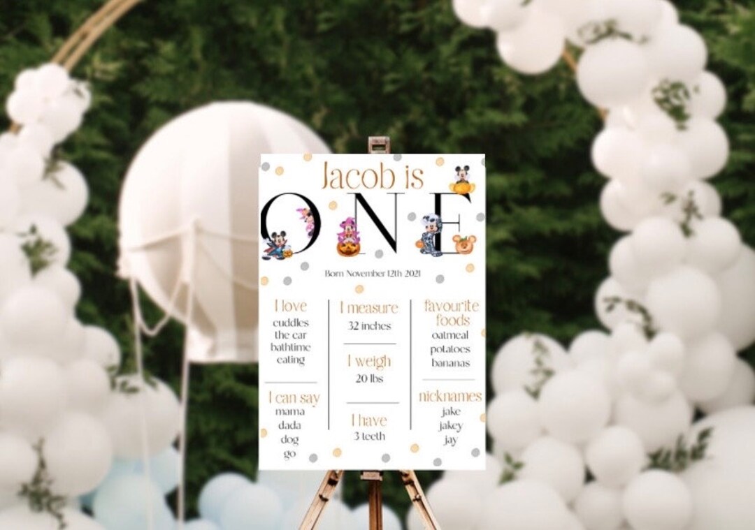 Disney Halloween Birthday Milestone Chart, Halloween First Birthday ...
