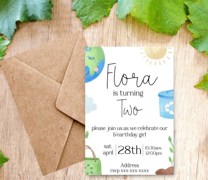 Earth Day Invitation, Earth Day Birthday Invite, Bearthday Theme ...