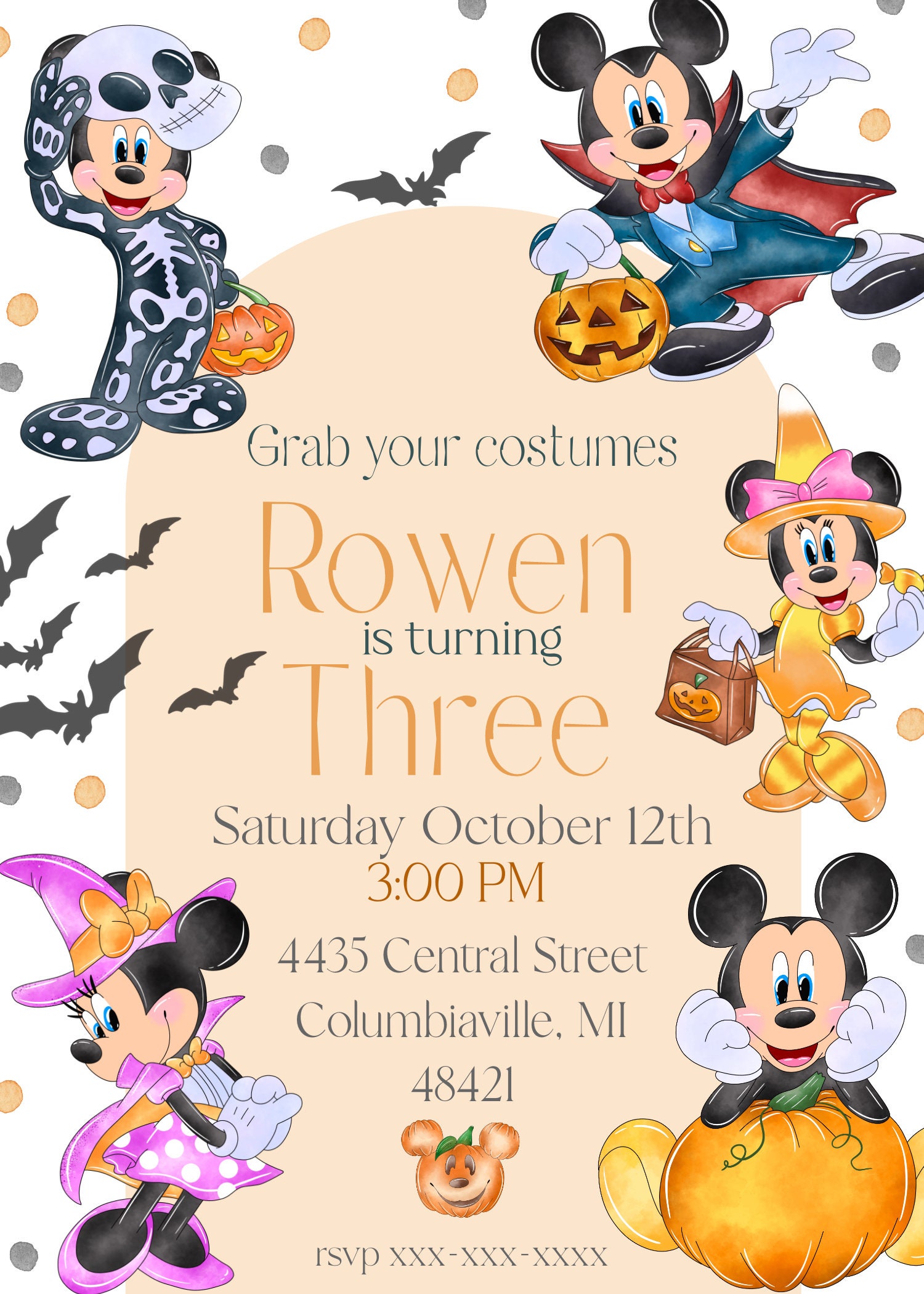 Disney Halloween Birthday Invitation, Halloween Party Invite, Costume ...