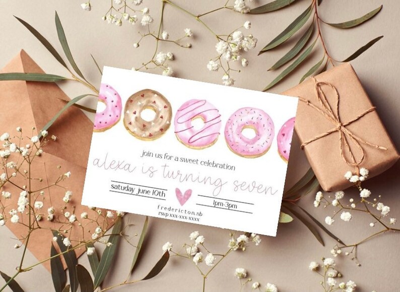 Donut Birthday Invitation, One Sweet Birthday Theme, Donut Theme Party ...