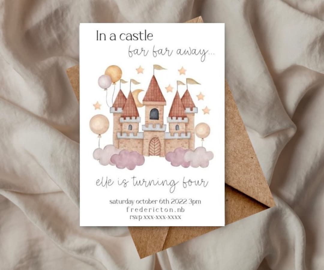 Castle Birthday Invitation, Modern and Simple Child Party Invitation ...