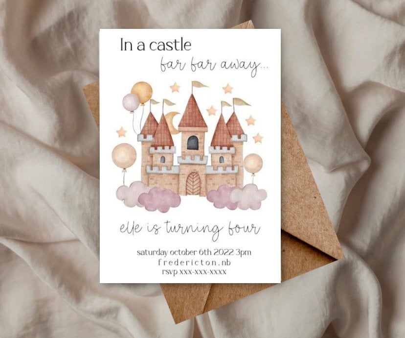 Castle Birthday Invitation, Modern and Simple Child Party Invitation ...