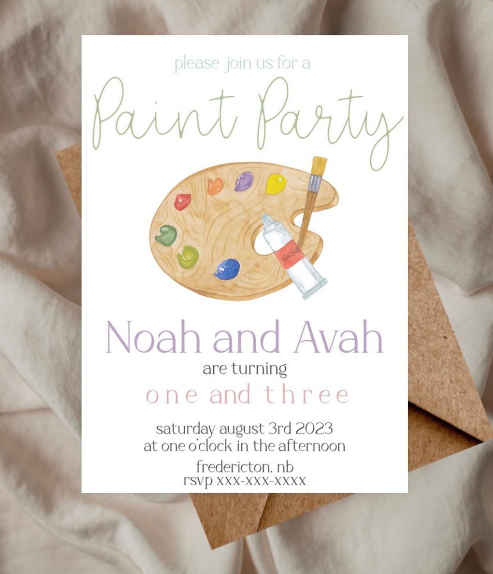 Paint Party Birthday Invitation, Paint Theme Birthday, Art Party ...