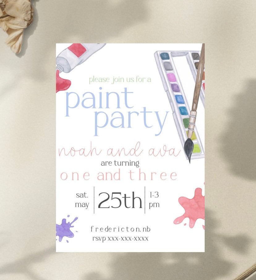 Paint Party Birthday Invitation, Paint Theme Birthday, Art Party ...