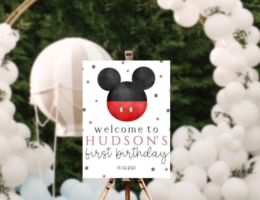 Mickey Mouse Party Theme Welcome Sign, Disney Theme Birthday Welcome ...