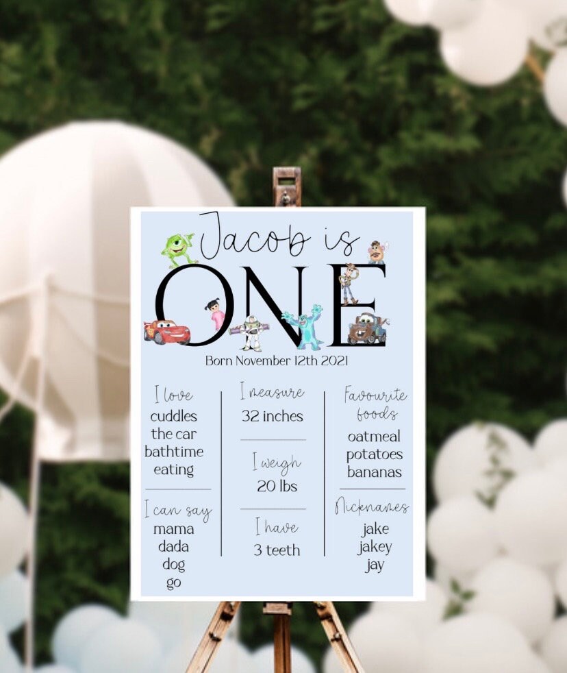 Disney Milestone Chart, About Me Sign, First Birthday Milestone Chart ...