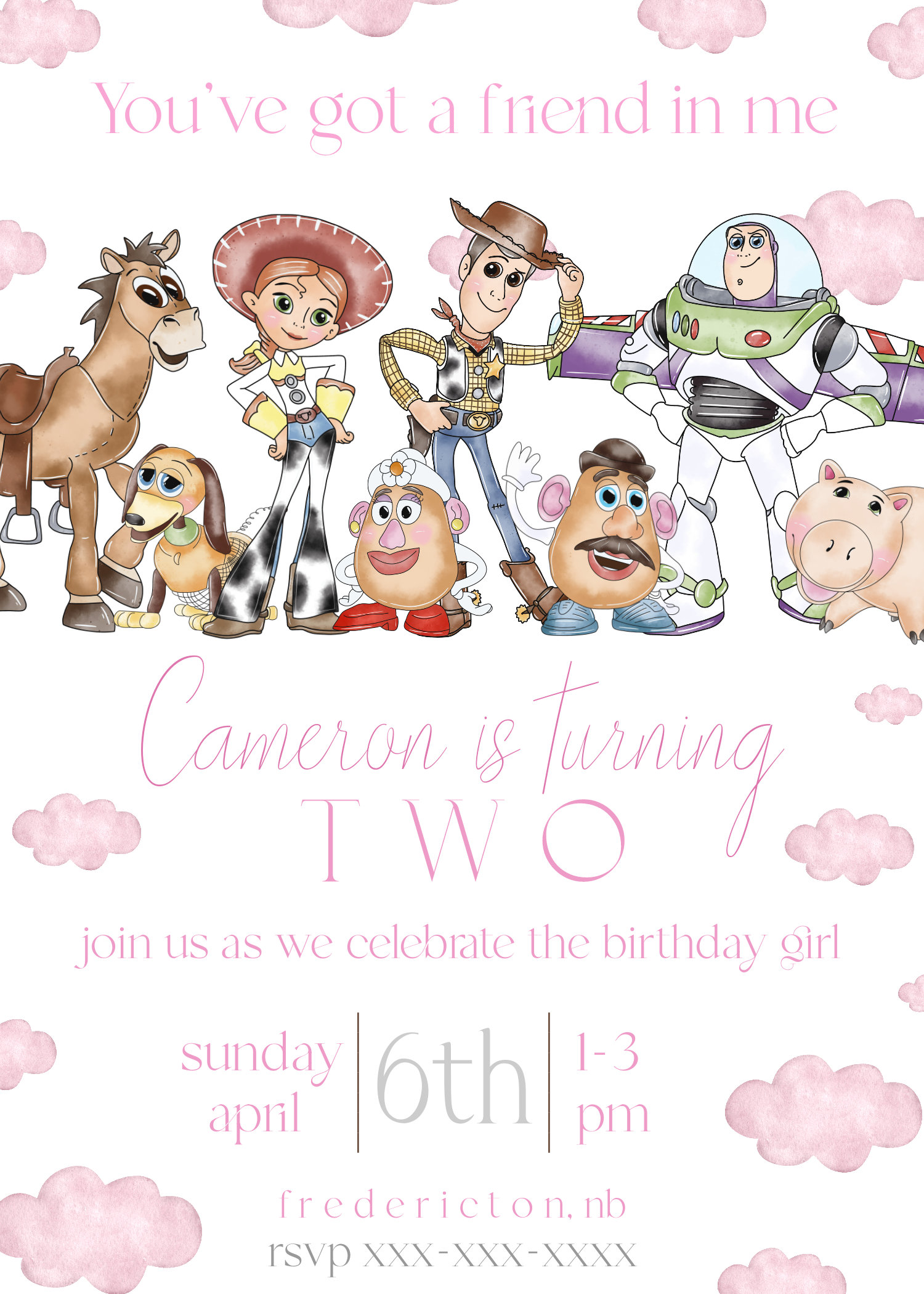 Pink Toy Story Inspired Birthday Invite Editable Printable - Etsy