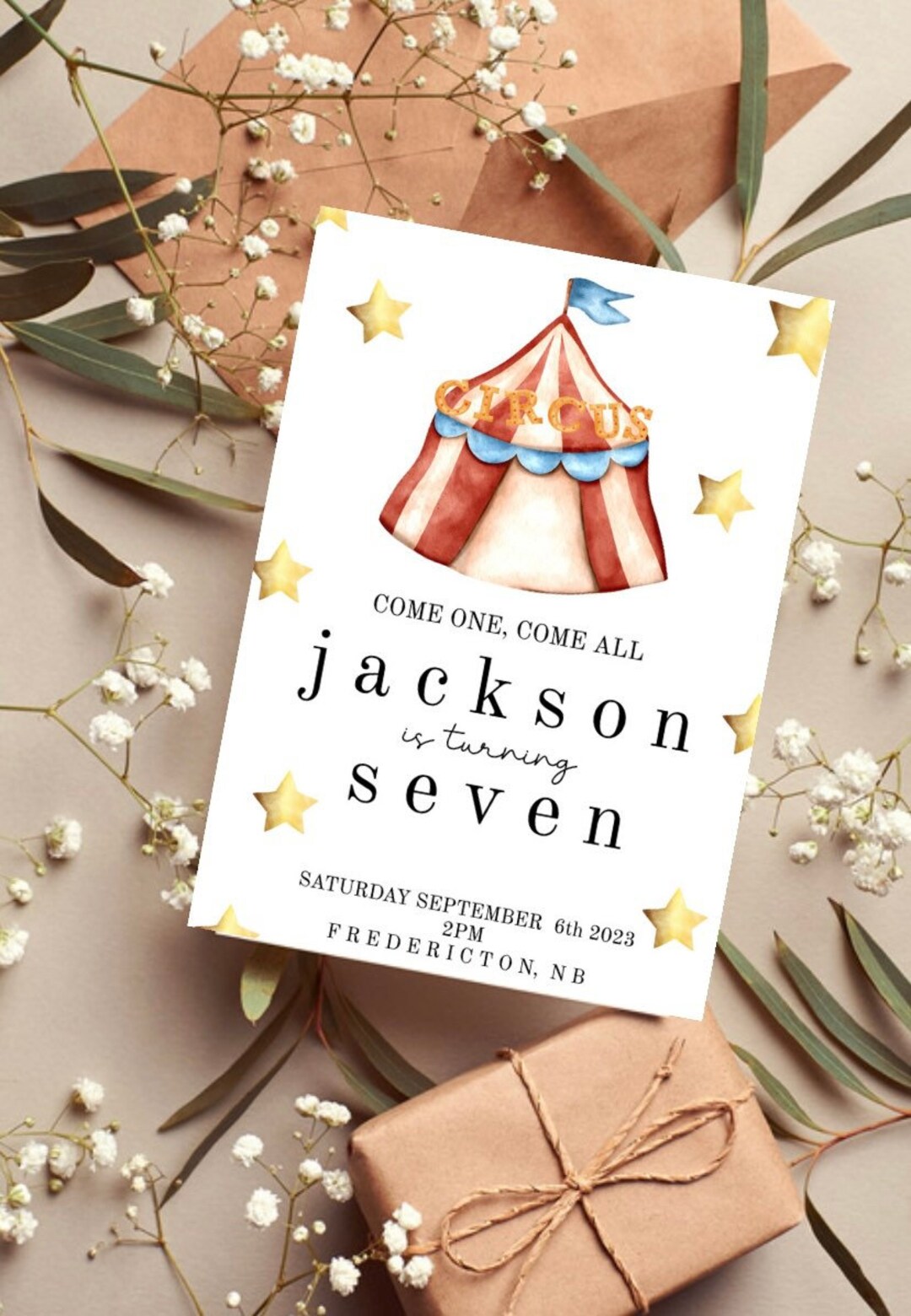 Circus Birthday Invitation, Circus Theme Party, Carnival Theme, Digital ...