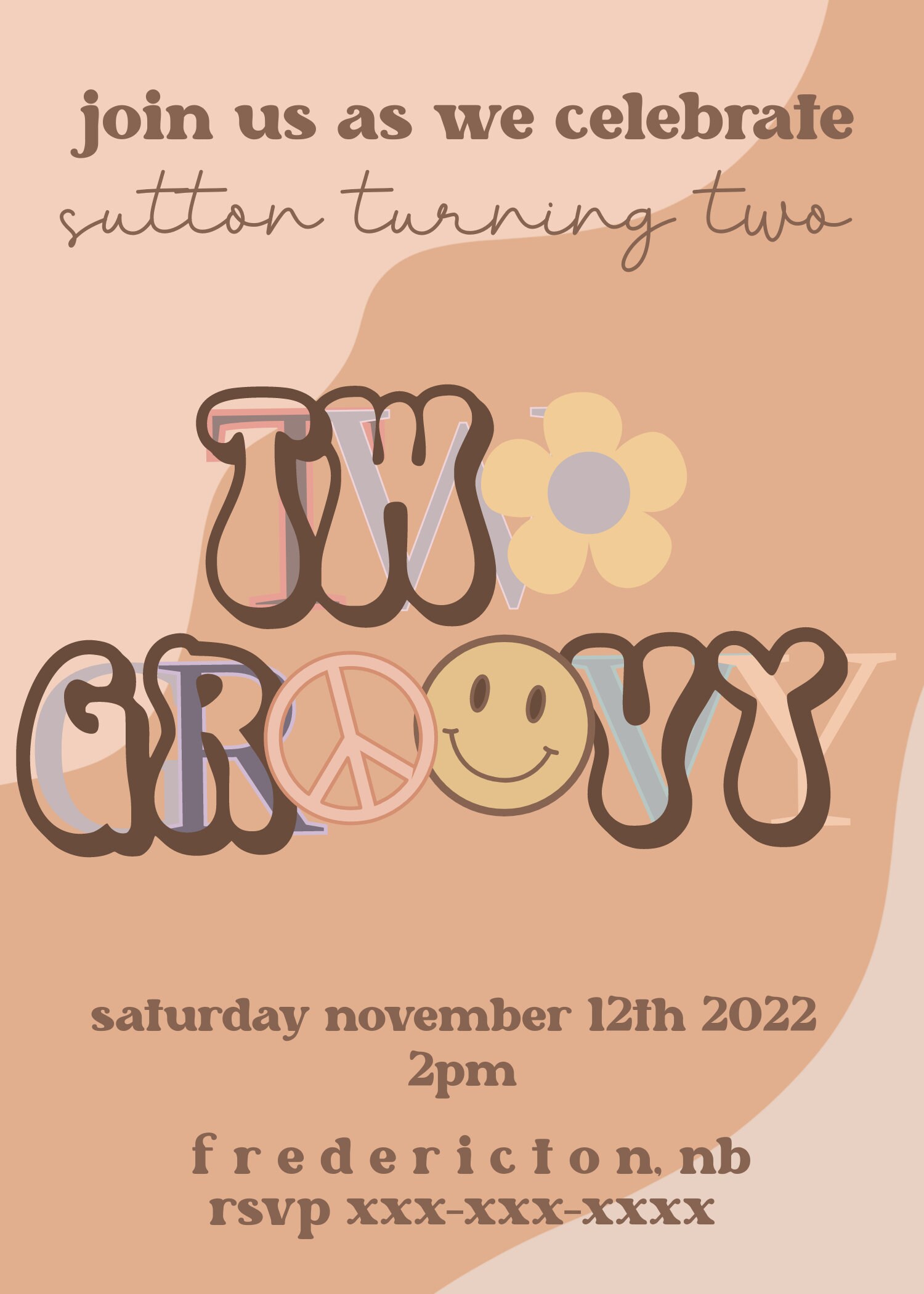 Two Groovy Birthday Invitation Groovy Birthday Theme Retro - Etsy