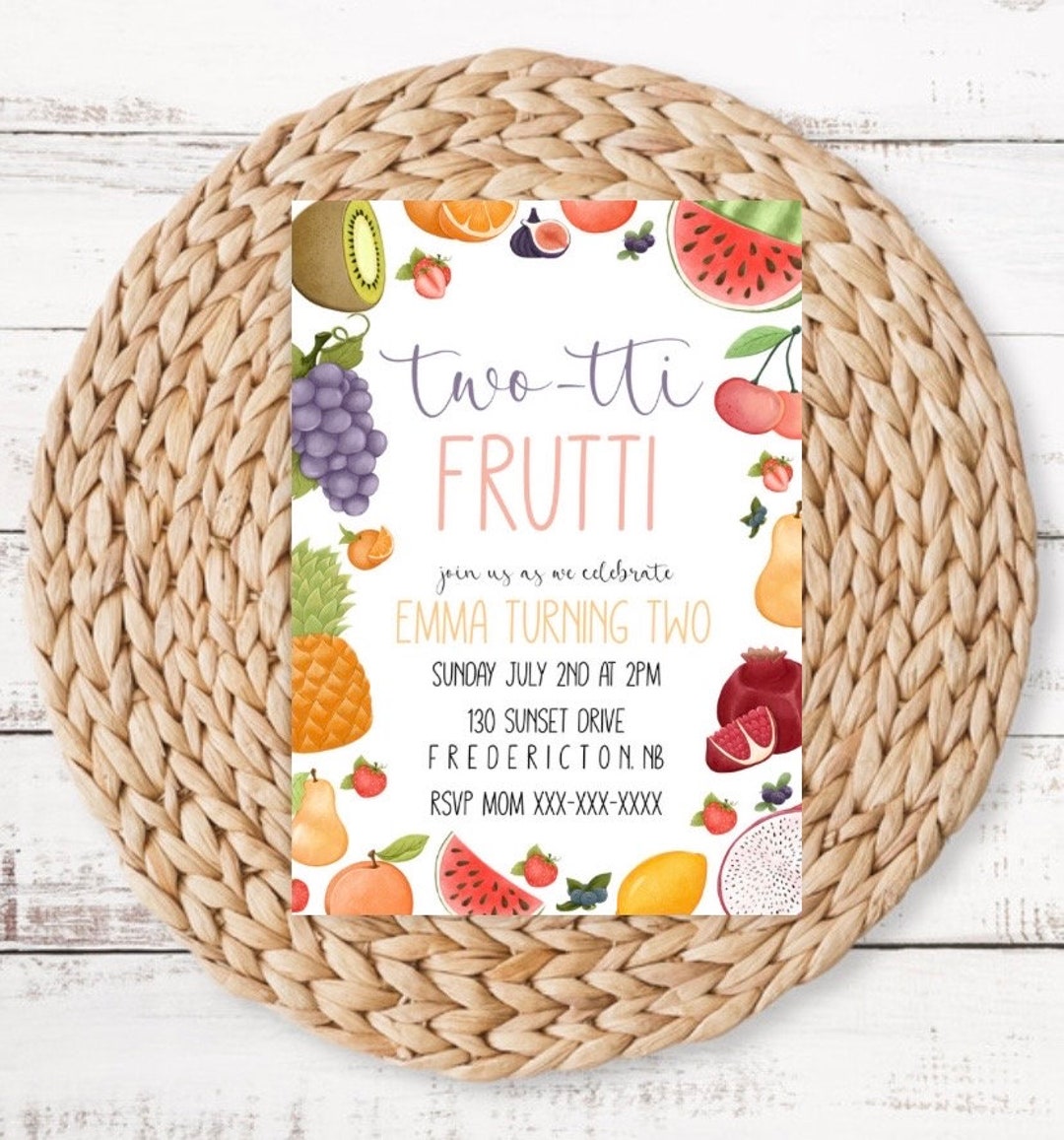 Twotti Frutti Birthday Invitation, Fruit Theme Invite, Second Birthday ...