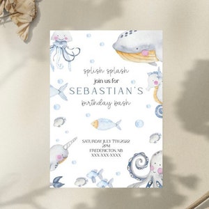 Under the Sea Birthday Invitation, Ocean Friends Birthday, Sea Animals ...