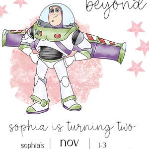 Pink Buzz Lightyear Inspired Invitation, Toy Story Birthday Invite, Two ...